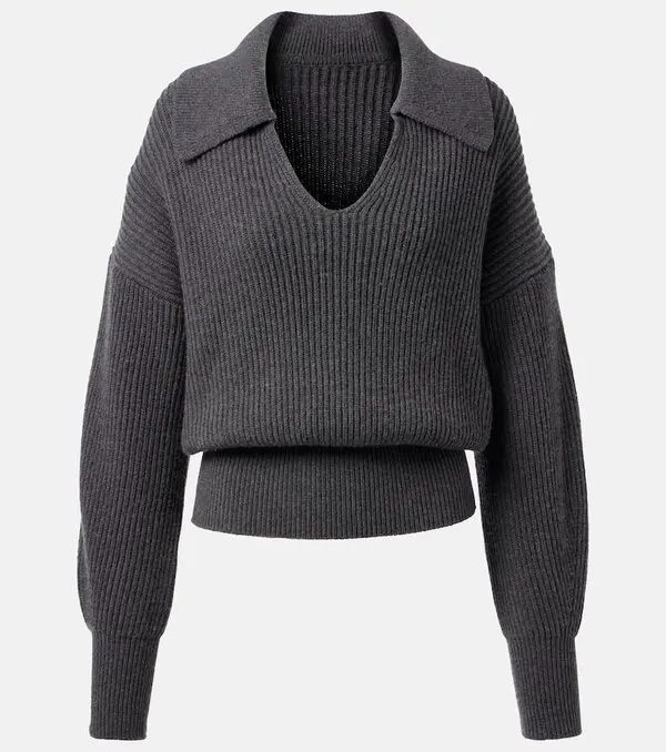JOSEPH Ribbed-knit Wool-blend Polo Sweater