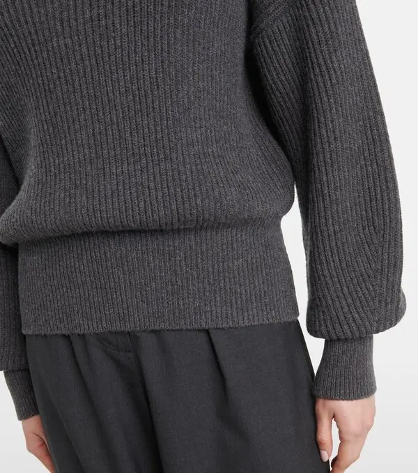 JOSEPH Ribbed-knit Wool-blend Polo Sweater - Grey