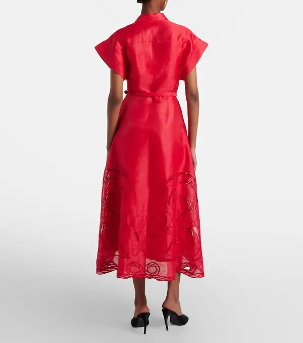 LEO LIN Aubrey Linen-blend Canvas Midi Dress