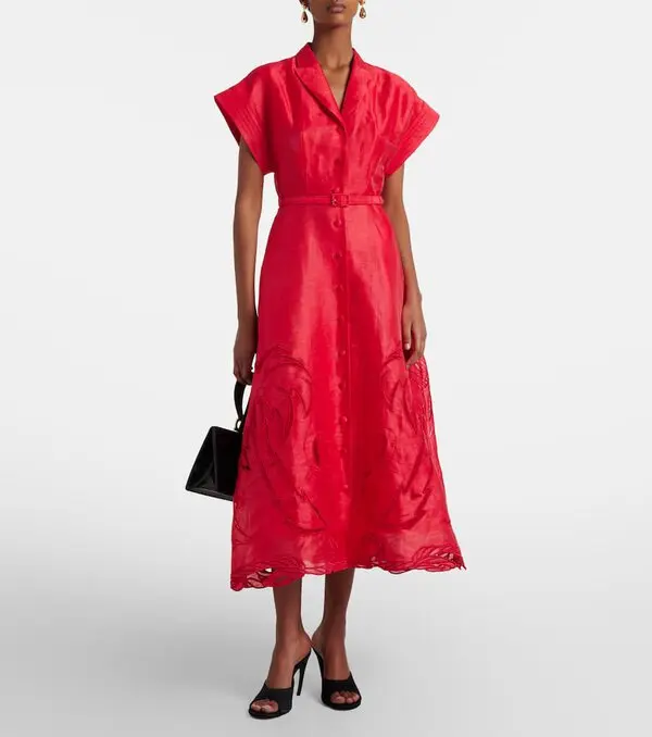 LEO LIN Aubrey Linen-blend Canvas Midi Dress