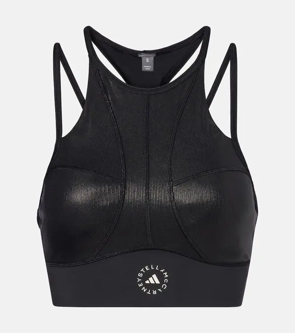 Adidas By Stella McCartney Lamé Sports Bra - Black