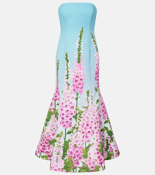 Oscar De La Renta Foxglove Corset Gown - Blue
