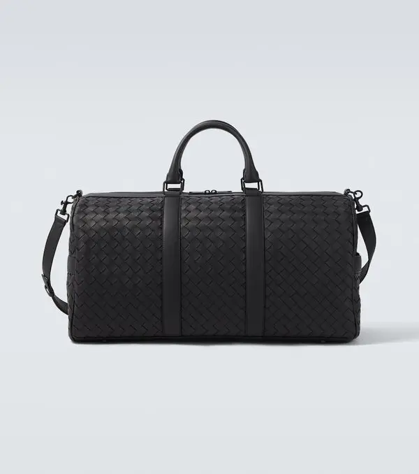 Bottega Veneta Intrecciato Leather Duffle Bag - Black