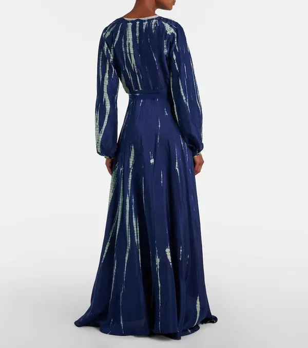 Anna Kosturova Tie-dye Silk Maxi Wrap Dress