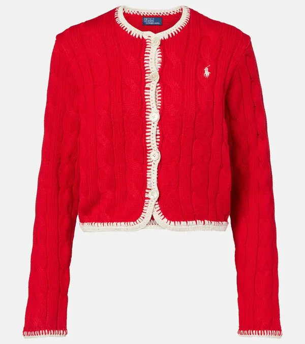 Polo Ralph Lauren Cable-knit Cotton Cardigan - Red
