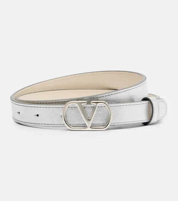 Valentino Garavani Metallic Leather Belt - Silver