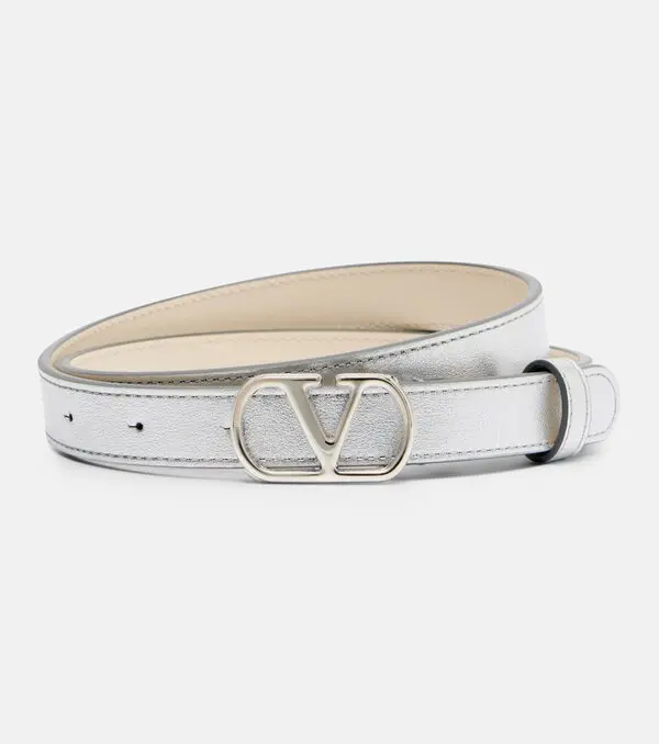 Valentino Garavani Metallic Leather Belt - Silver