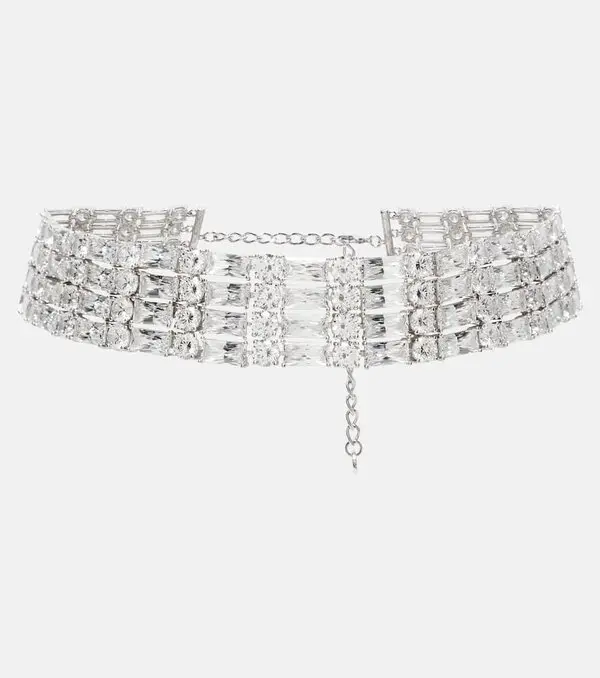 SELF-PORTRAIT Crystal-embellished Choker - Silver