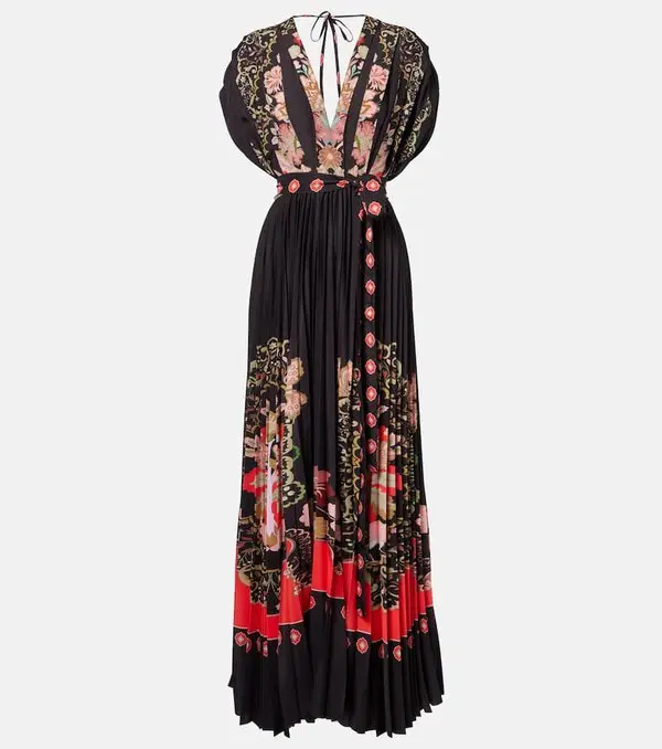 La DoubleJ Accordion Printed Plissé Maxi Dress - Multicoloured