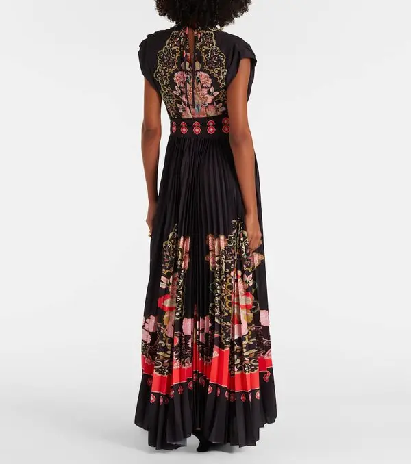 La DoubleJ Accordion Printed Plissé Maxi Dress - Multicoloured