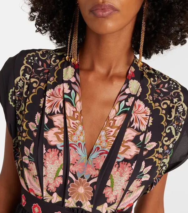 La DoubleJ Accordion Printed Plissé Maxi Dress - Multicoloured