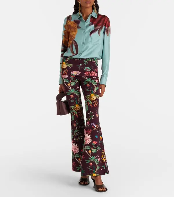 La DoubleJ Floral Cotton-blend Flared Pants