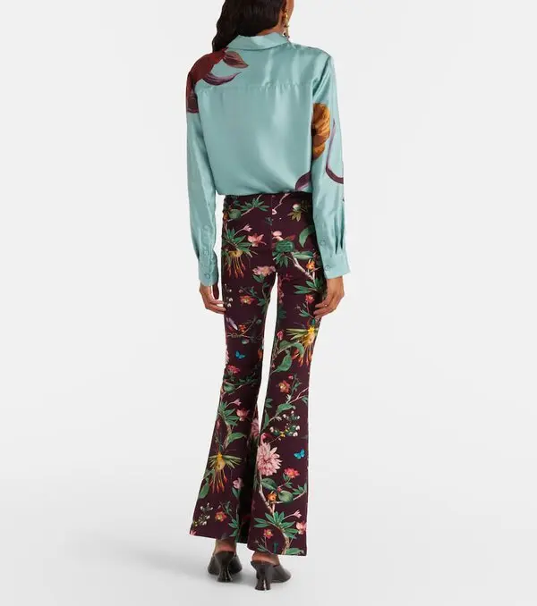 La DoubleJ Floral Cotton-blend Flared Pants