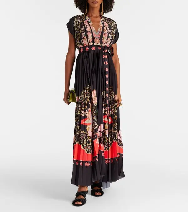 La DoubleJ Accordion Pleated Printed Maxi Dress - Multicoloured