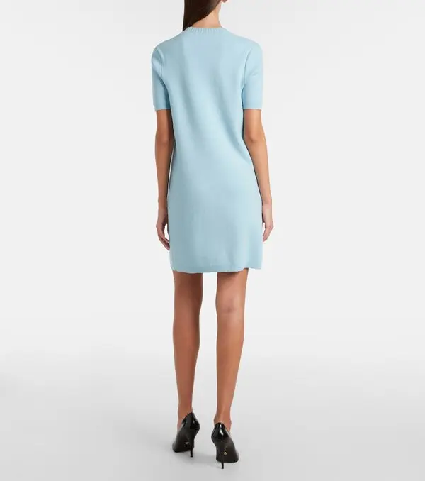 Versace Medusa Wool And Cashmere Shirt Dress - Blue