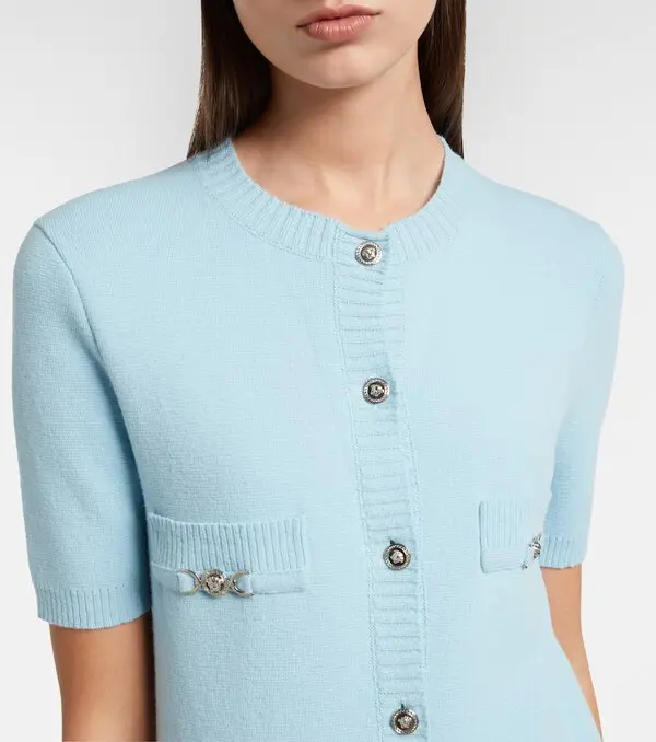 Versace Medusa Wool And Cashmere Shirt Dress - Blue