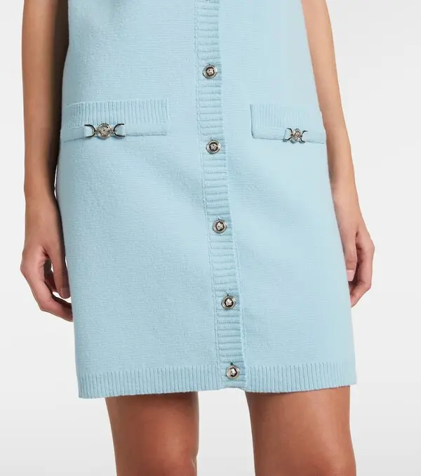 Versace Medusa Wool And Cashmere Shirt Dress - Blue