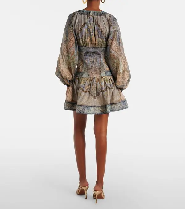 Zimmermann Wanderlust Cotton And Silk-blend Minidress - Blue