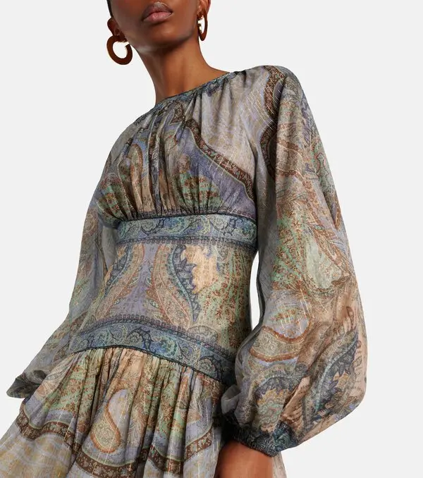 Zimmermann Wanderlust Cotton And Silk-blend Minidress - Blue