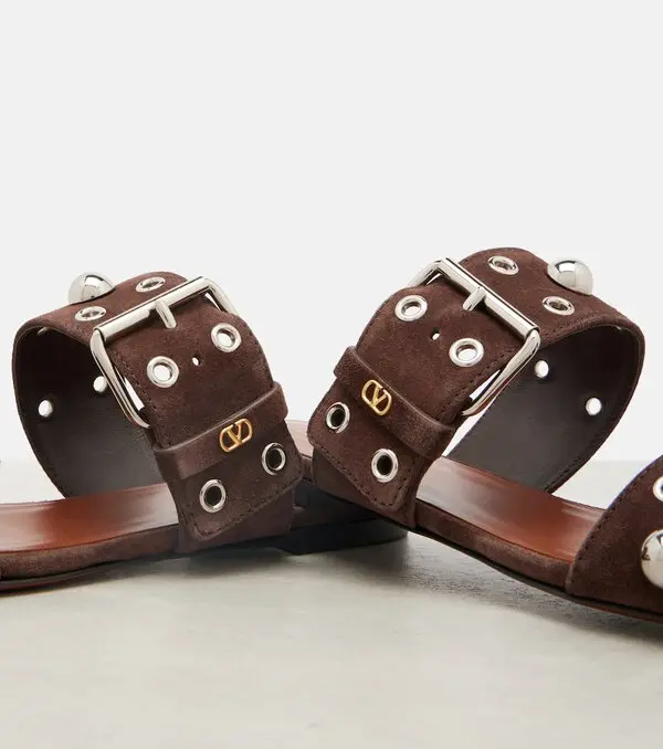 Valentino Garavani Nellcote Studded Suede Sandals - Brown