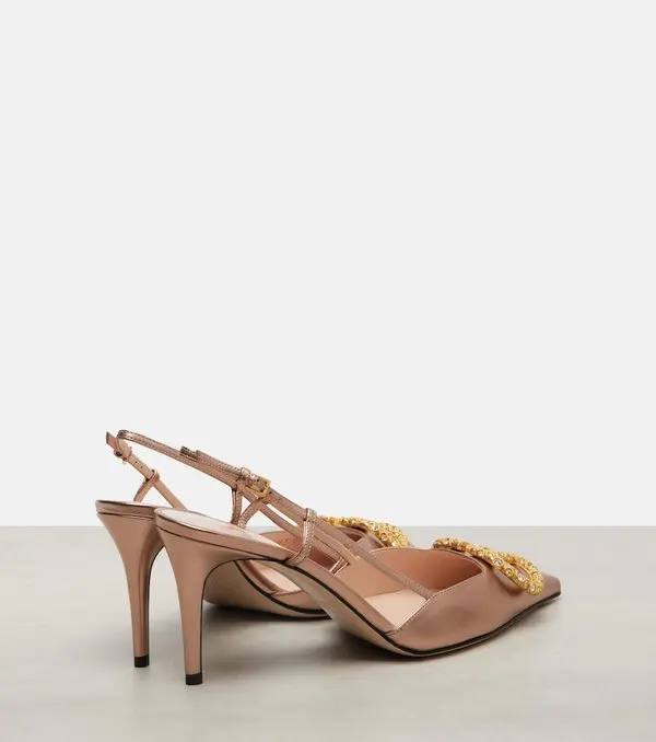 Valentino Garavani Vlogo Metallic Leather Slingback Pumps