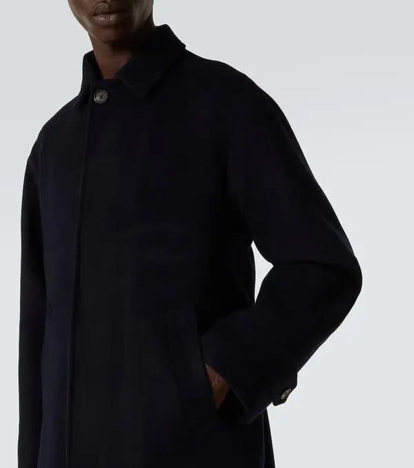 SAMAN AMEL Belted Wool Overcoat - Blue