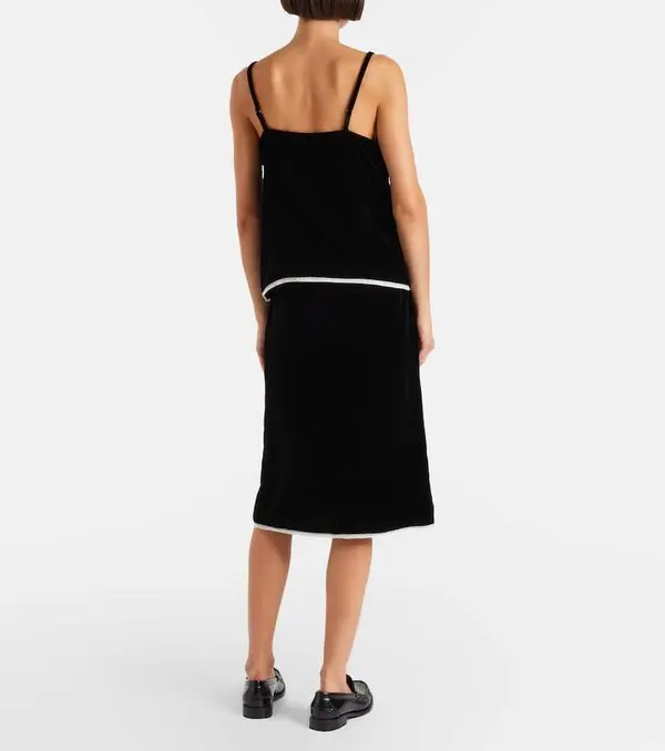 Prada Lace-trimmed Velvet Midi Skirt