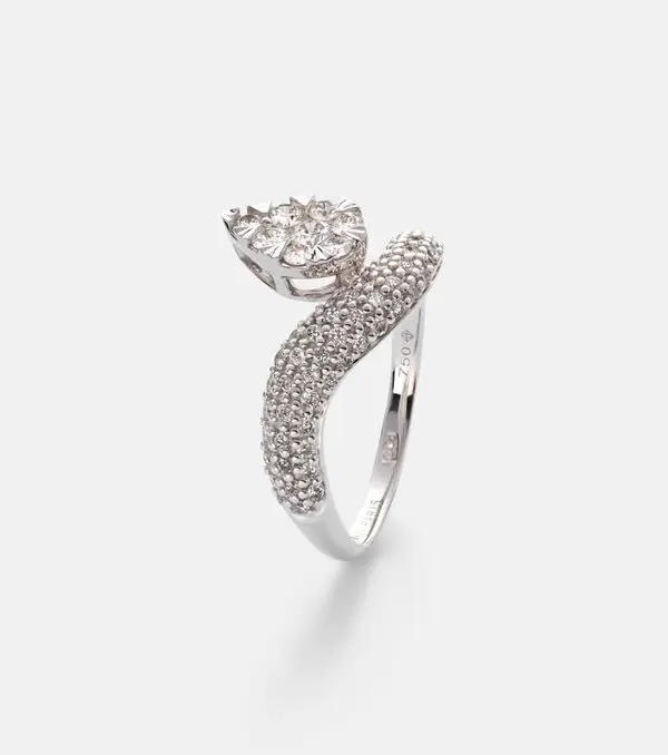 PERSEE Persée Wave Alliance 18kt White Gold Diamond Ring - Silver