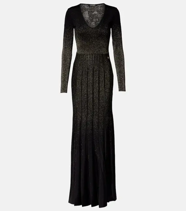 Roberto Cavalli Glitter Pleated Gown
