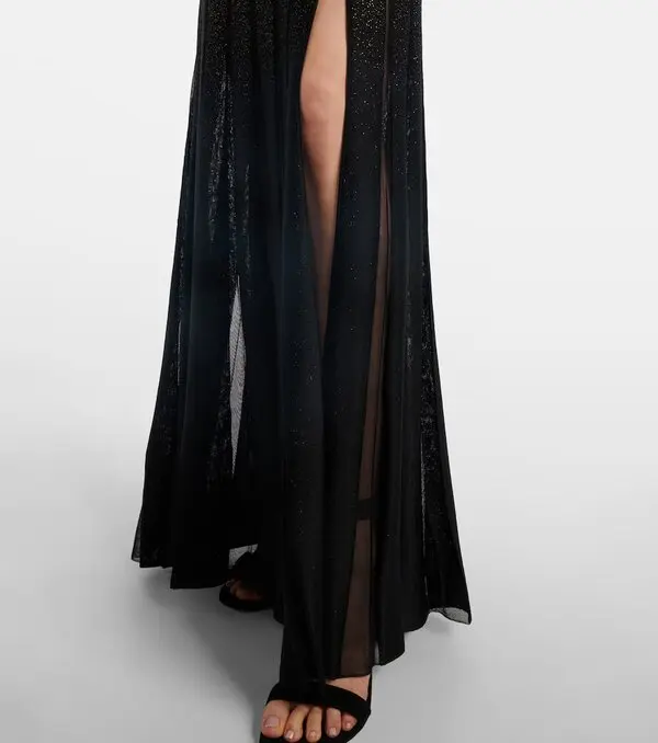 Roberto Cavalli Glitter Pleated Gown