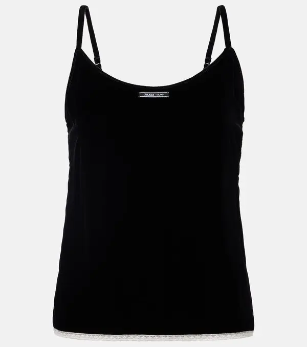 Prada Lace-trimmed Velvet Camisole - Black