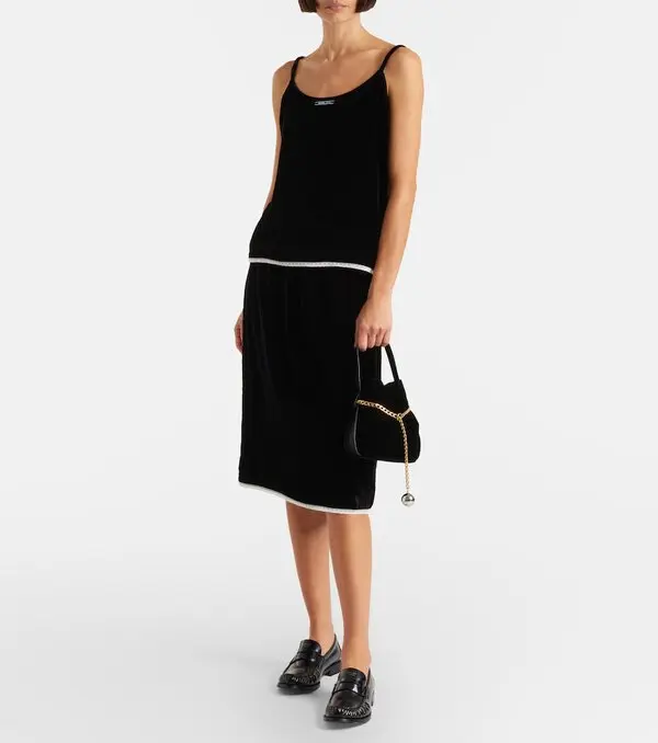 Prada Lace-trimmed Velvet Camisole
