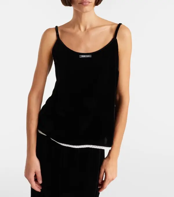 Prada Lace-trimmed Velvet Camisole