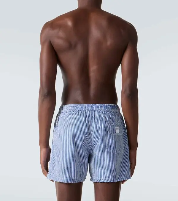 Fedeli Madeira Striped Swim Trunks - Blue