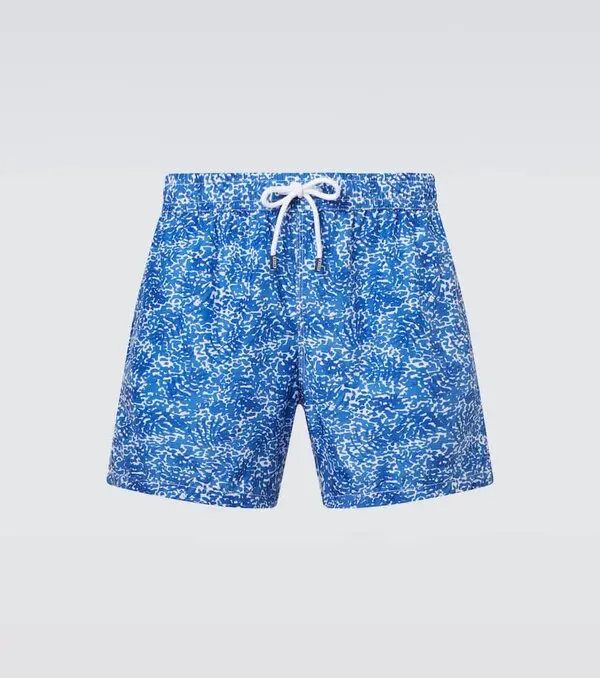 Fedeli Madeira Printed Swim Trunks - Blue