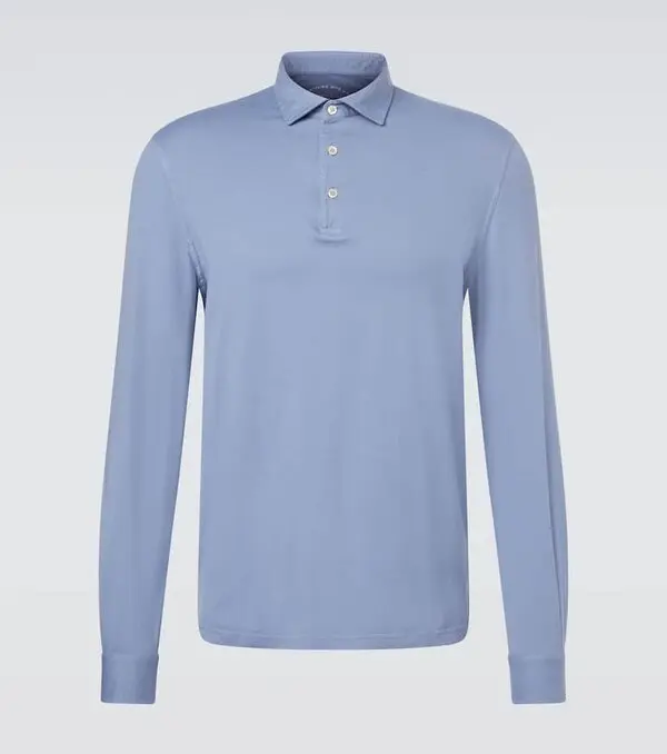 Fedeli Zero Cotton Jersey Polo Shirt - Blue