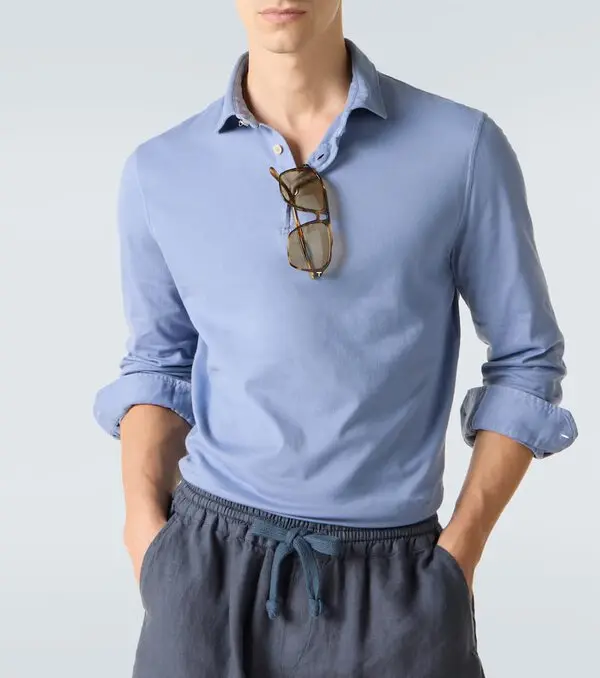 Fedeli Zero Cotton Jersey Polo Shirt - Blue