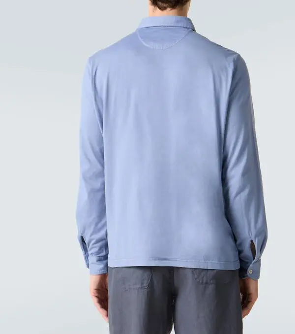 Fedeli Zero Cotton Jersey Polo Shirt - Blue