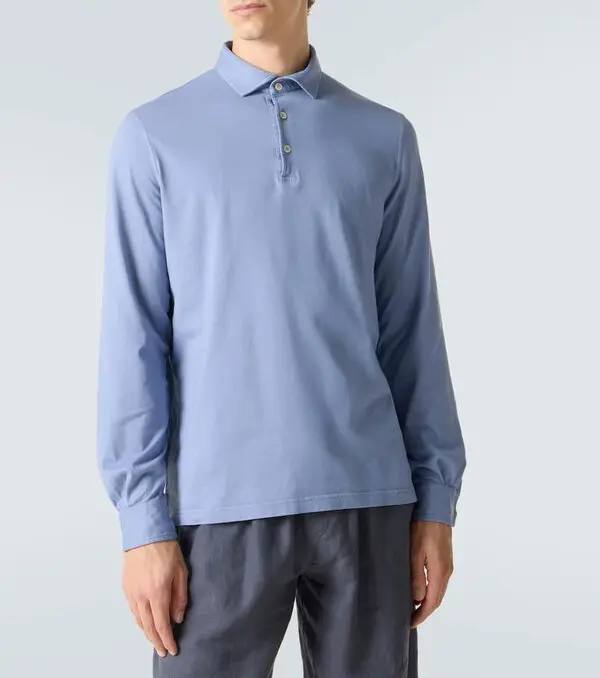 Fedeli Zero Cotton Jersey Polo Shirt - Blue