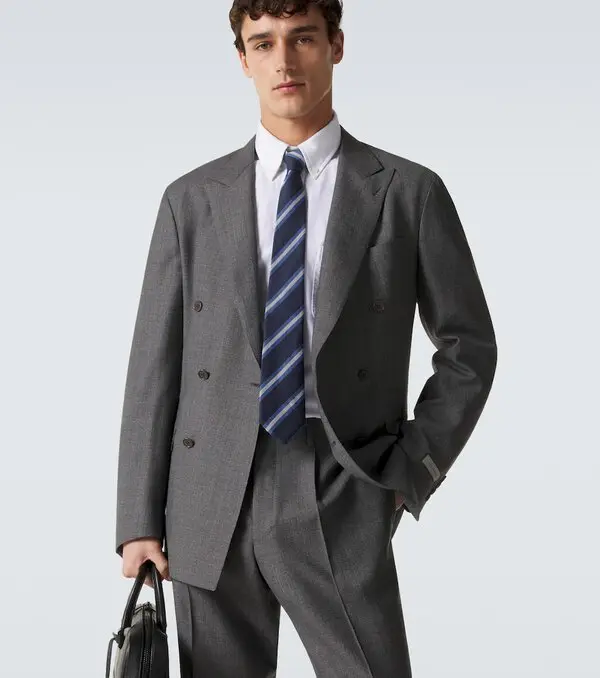 Canali Striped Wool And Silk Standard Neck Tie