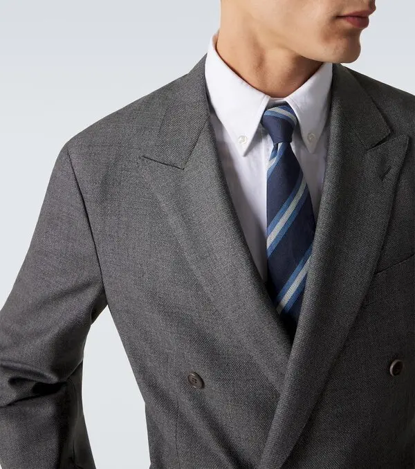 Canali Striped Wool And Silk Standard Neck Tie