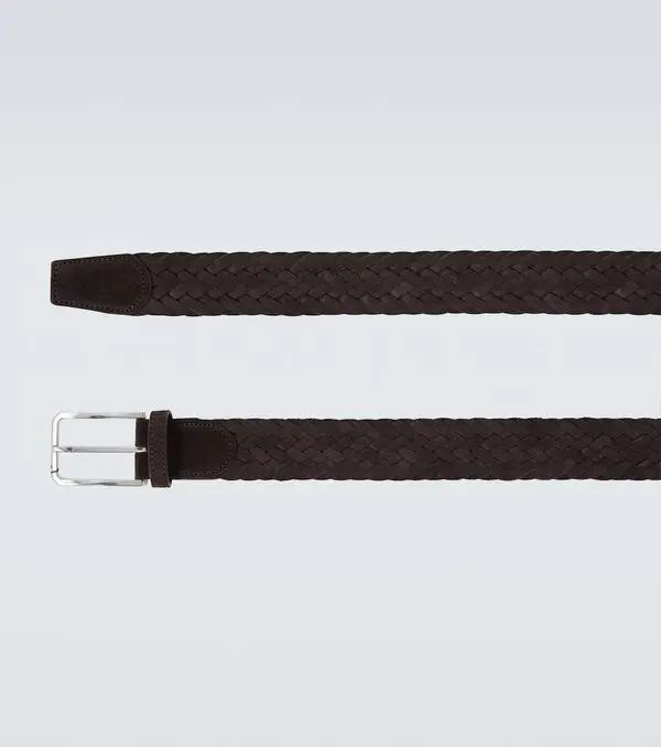 Canali Braided Suede Belt - Brown
