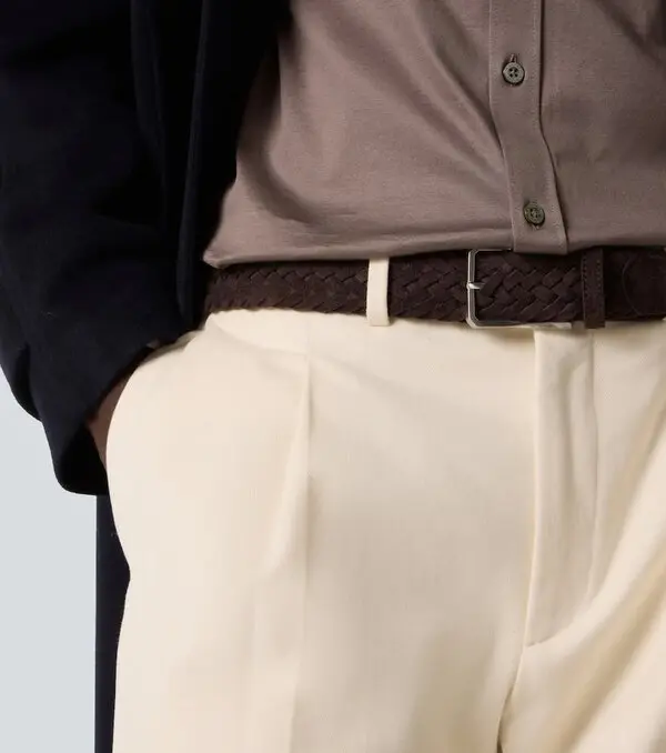 Canali Braided Suede Belt - Brown