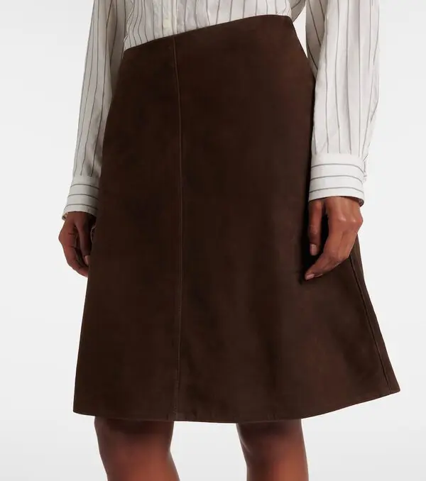 TOTEME Suede Miniskirt - Brown