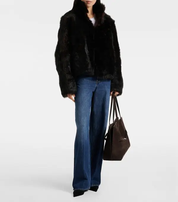 TOTEME Silky Shearling Jacket - Brown