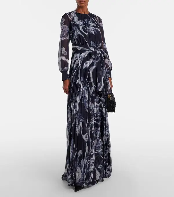 Erdem Floral Voile Gown - Blue