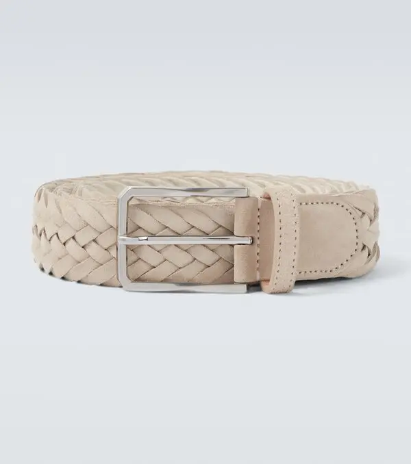 Canali Braided Suede Belt - Beige