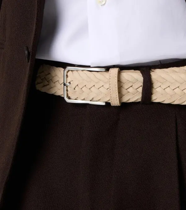 Canali Braided Suede Belt - Beige