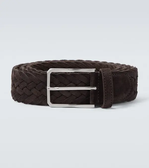 Canali Braided Suede Belt - Brown
