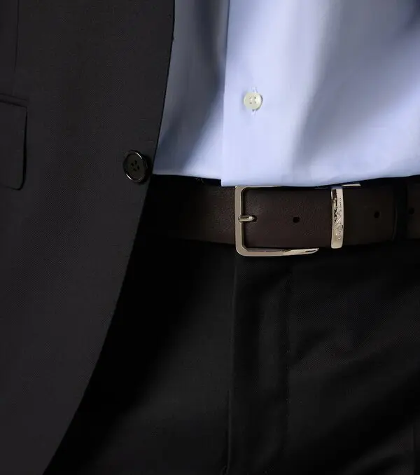 Canali Leather Belt With Silver-tone Hardware